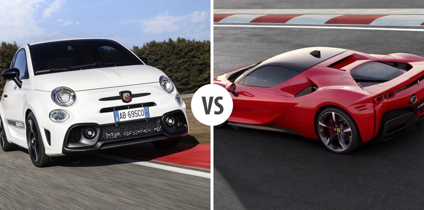 Abarth 595 VS Ferrari SF90 Coupe Autovergleich | AUTOGOTT.DE