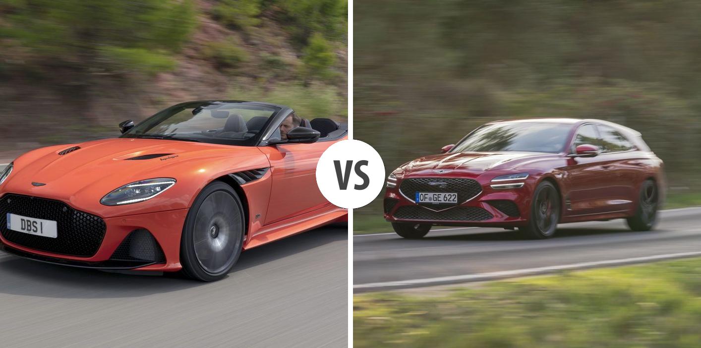 Aston Martin DBS Superleggera Cabrio VS Genesis G70 Shooting Brake ...