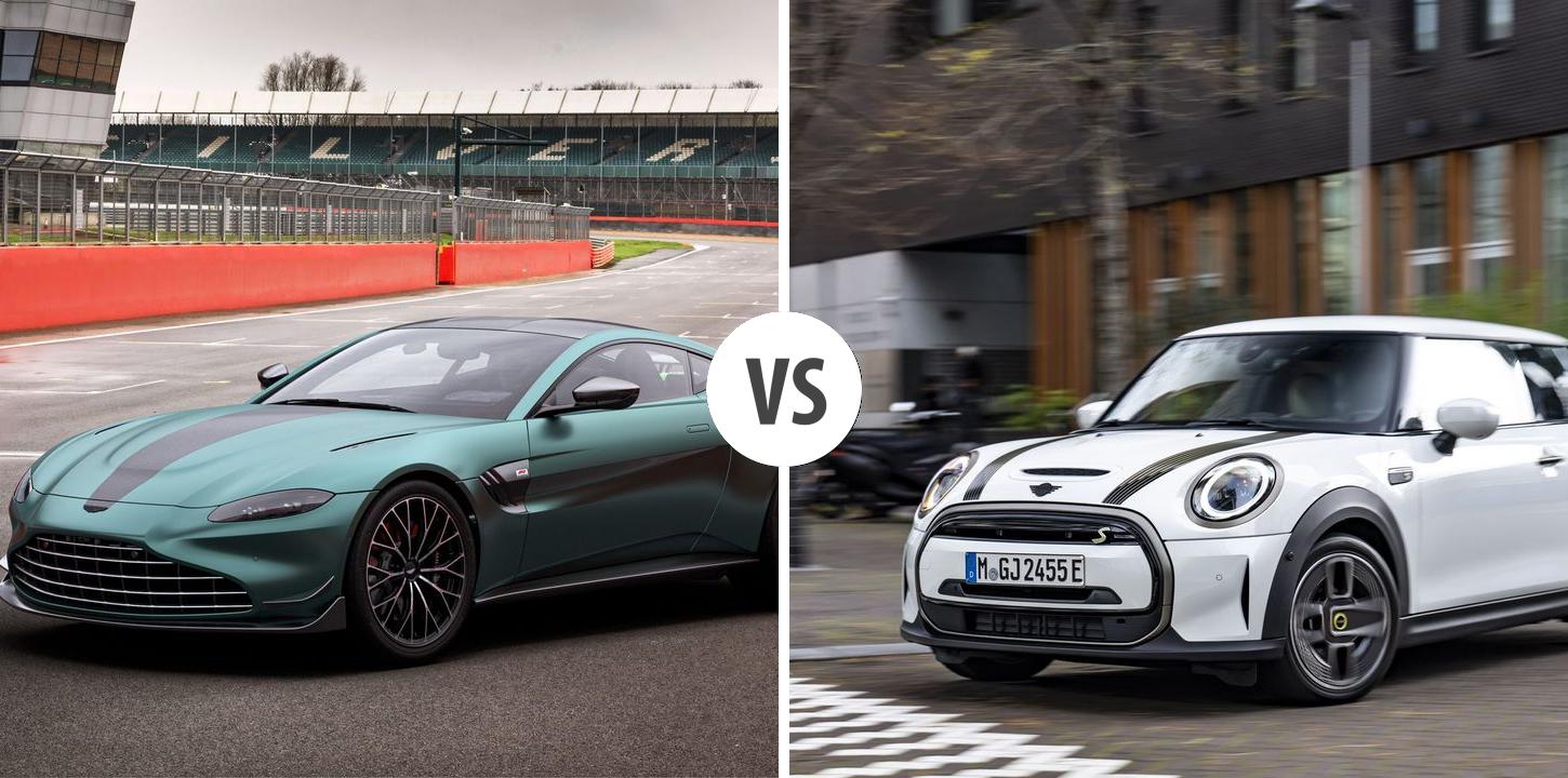 Aston Martin Vantage Sport Coupe VS Mini Cooper Electric Autovergleich ...