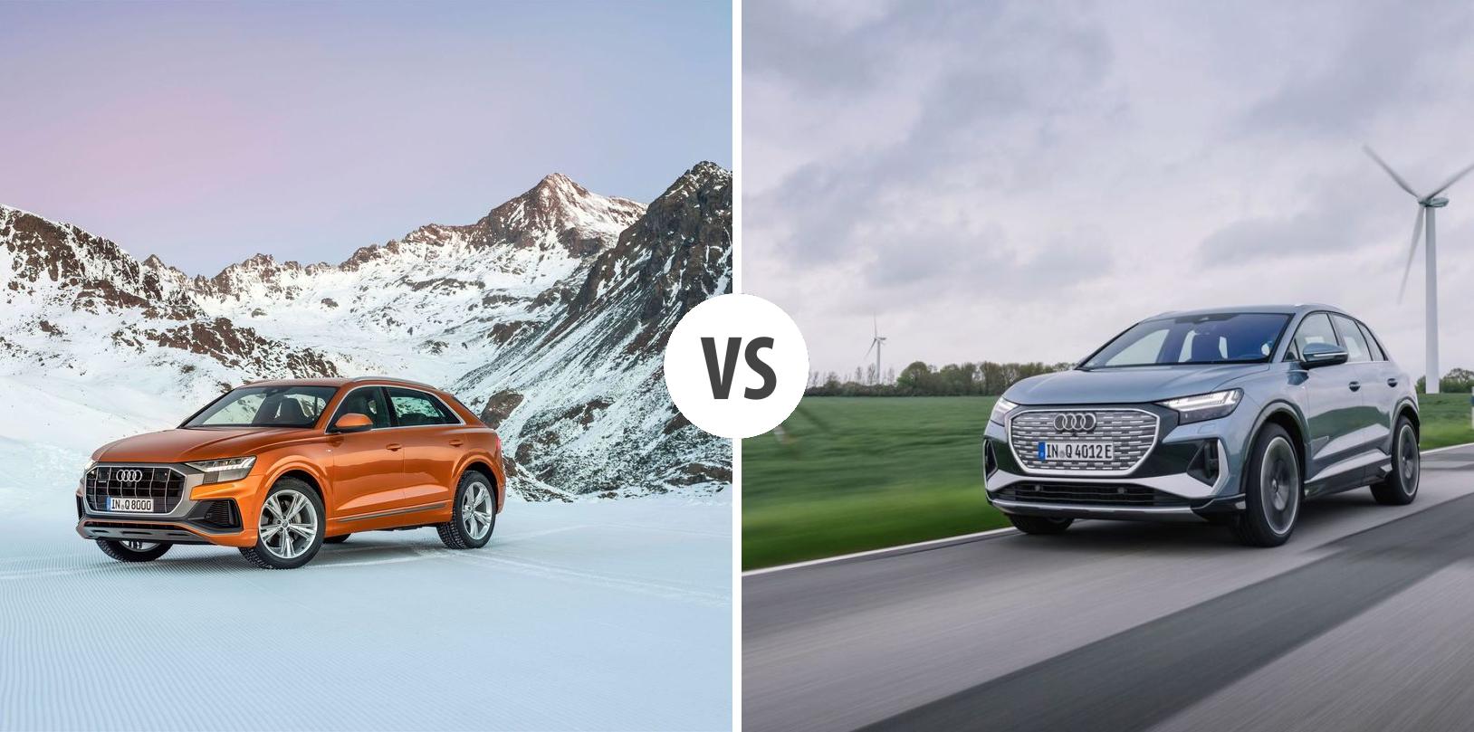 Audi Q8 VS Audi Q4 e-tron – Vergleiche Preise, Leistung, Kofferraum ...
