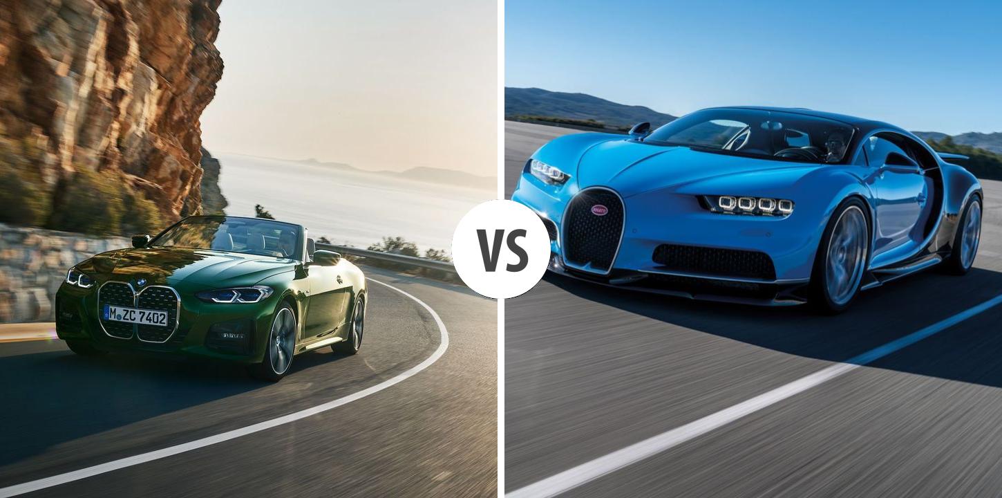 BMW 4er Cabrio VS Bugatti Chiron Autovergleich | AUTOGOTT.DE