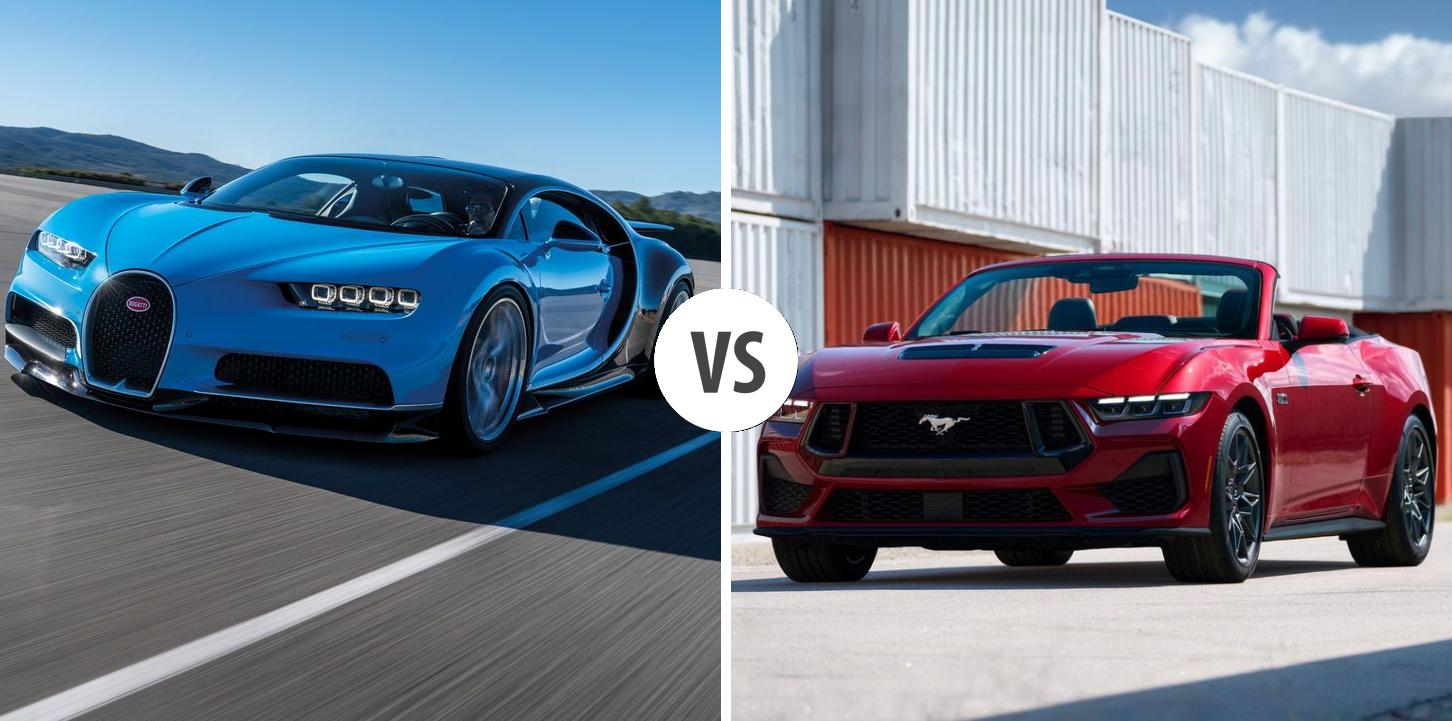 Bugatti Chiron VS Ford Mustang Convertible Autovergleich | AUTOGOTT.DE
