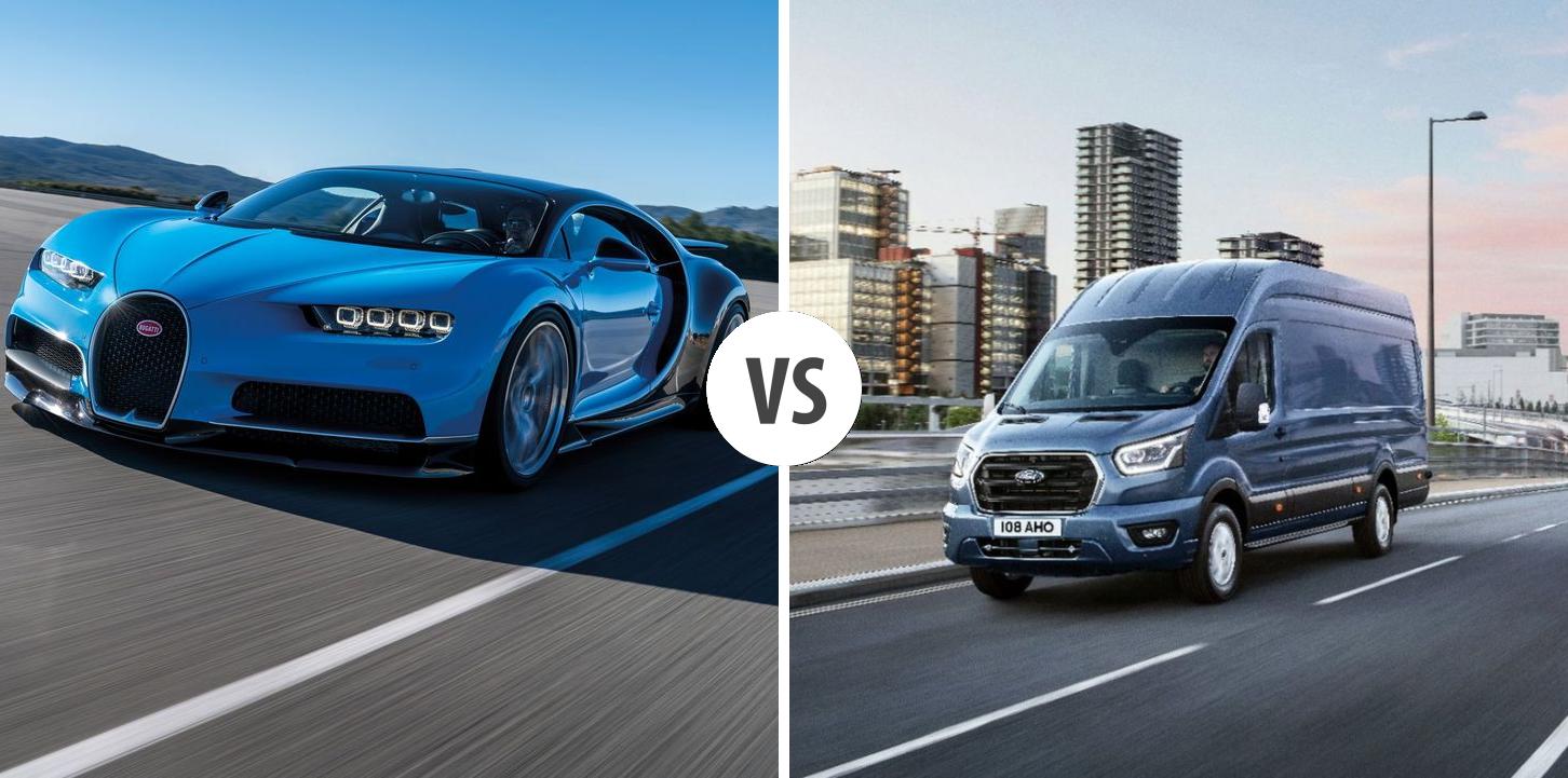 Bugatti Chiron VS Ford Transit Autovergleich | AUTOGOTT.DE
