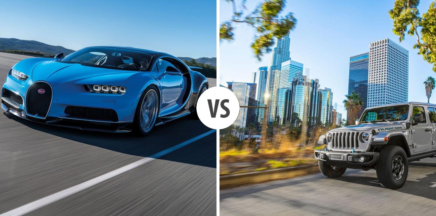 Bugatti Chiron VS Jeep Wrangler Autovergleich | AUTOGOTT.DE