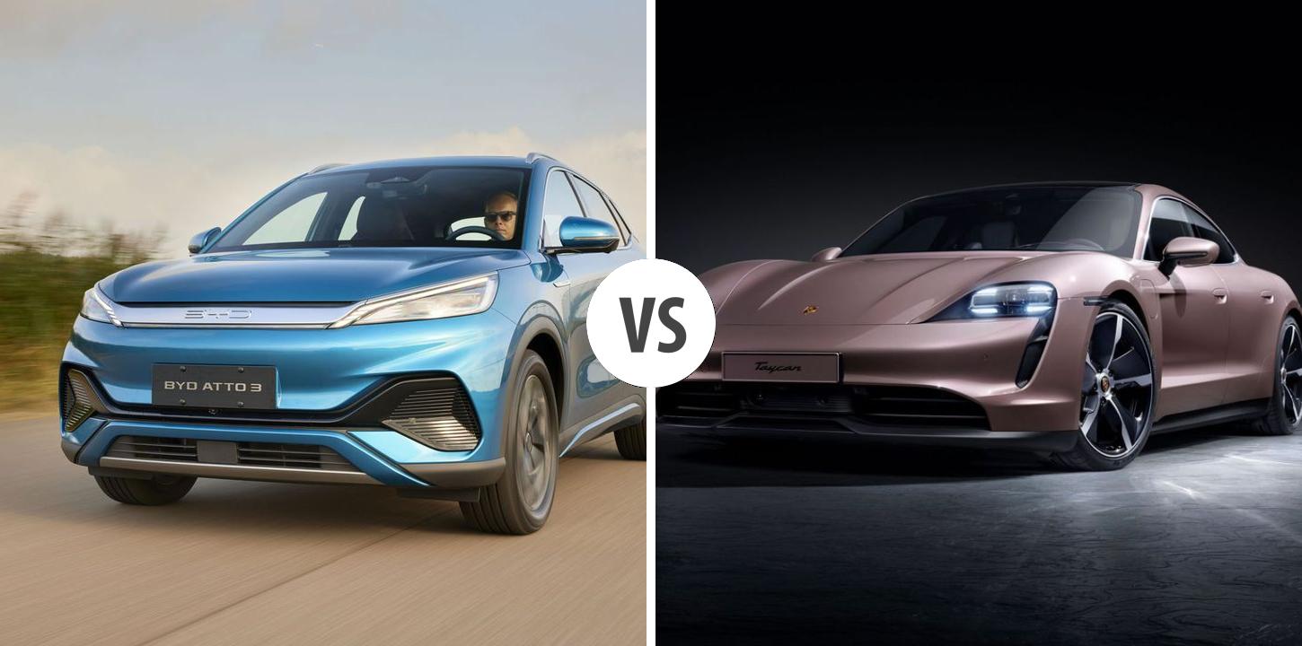 BYD Atto 3 VS Porsche Taycan – Vergleiche Preise, Leistung, Kofferraum ...