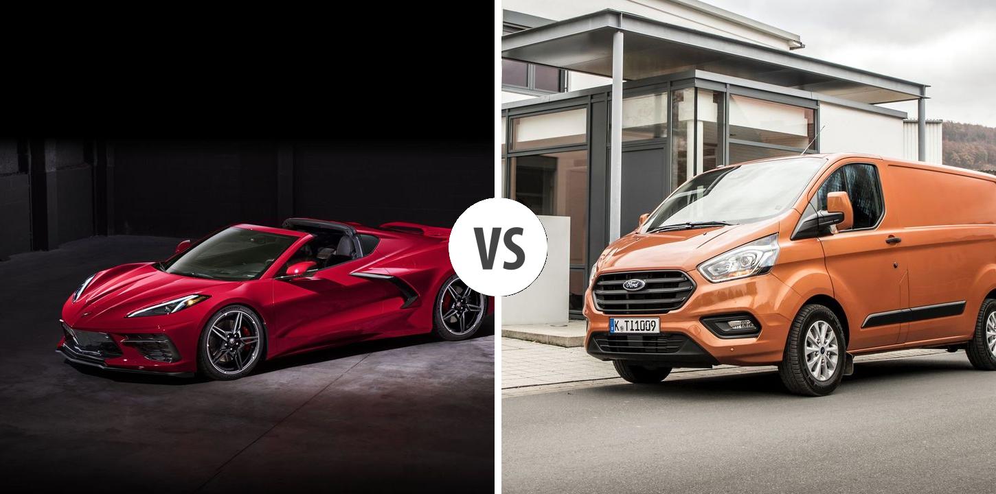 Chevrolet Corvette Cabriolet VS Ford Transit Custom Transporter ...