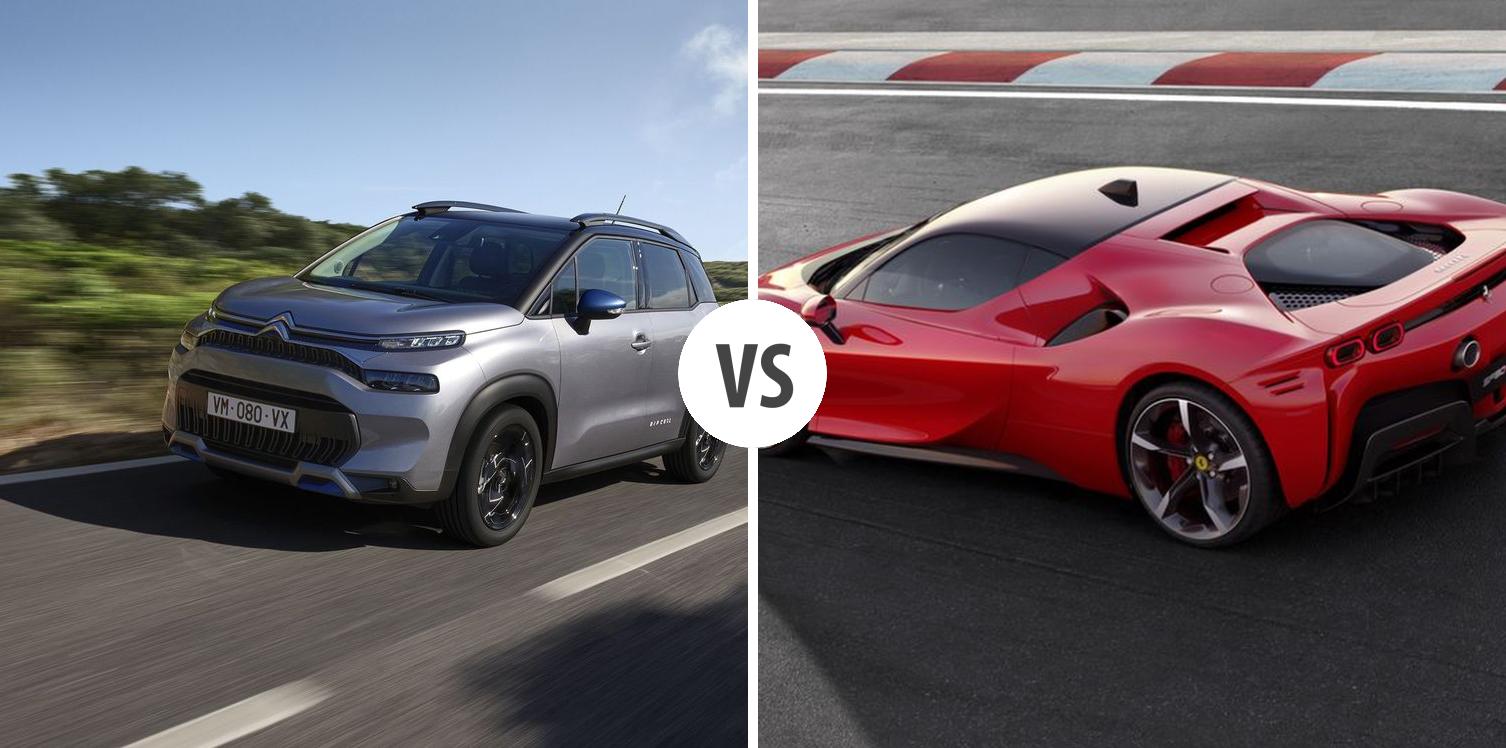 Citroën C3 Aircross VS Ferrari SF90 Coupe Autovergleich | AUTOGOTT.DE
