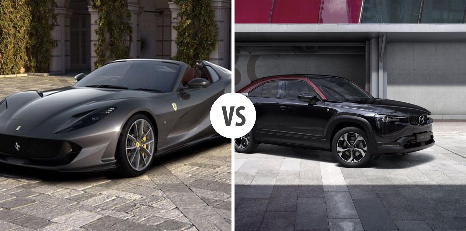 Ferrari 812 Roadster VS Mazda MX-30 R-EV Autovergleich | AUTOGOTT.DE