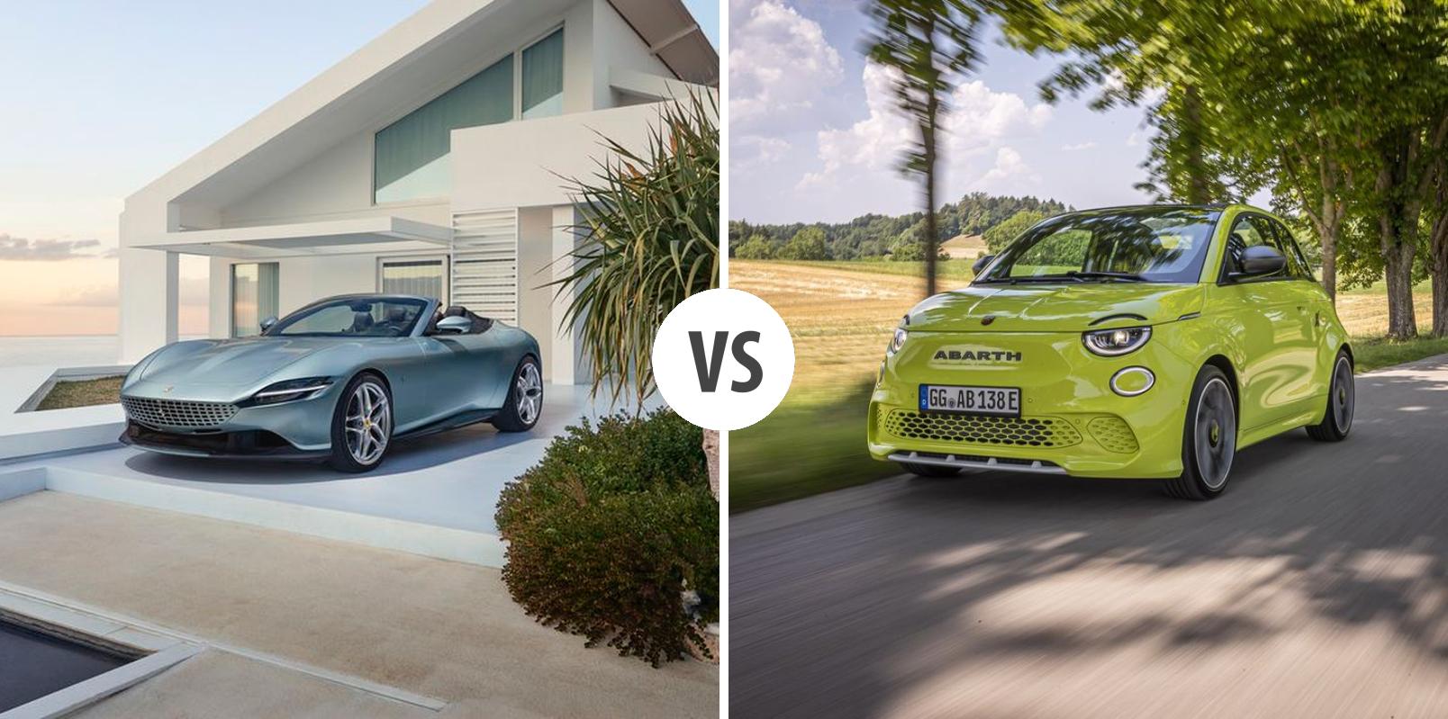 Ferrari Roma Cabrio VS Abarth 500e Cabriolet – Vergleiche Preise ...