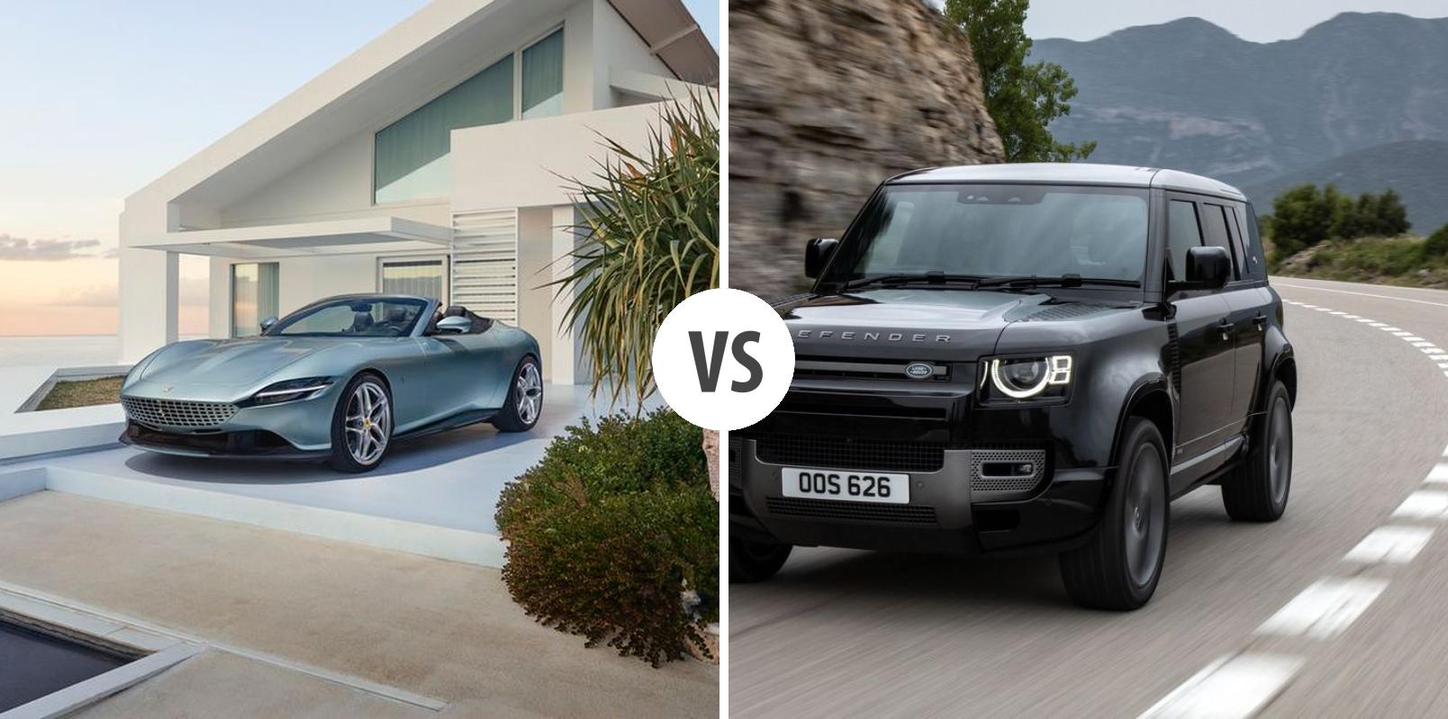 Ferrari Roma Cabrio VS Land Rover Defender Autovergleich | AUTOGOTT.DE