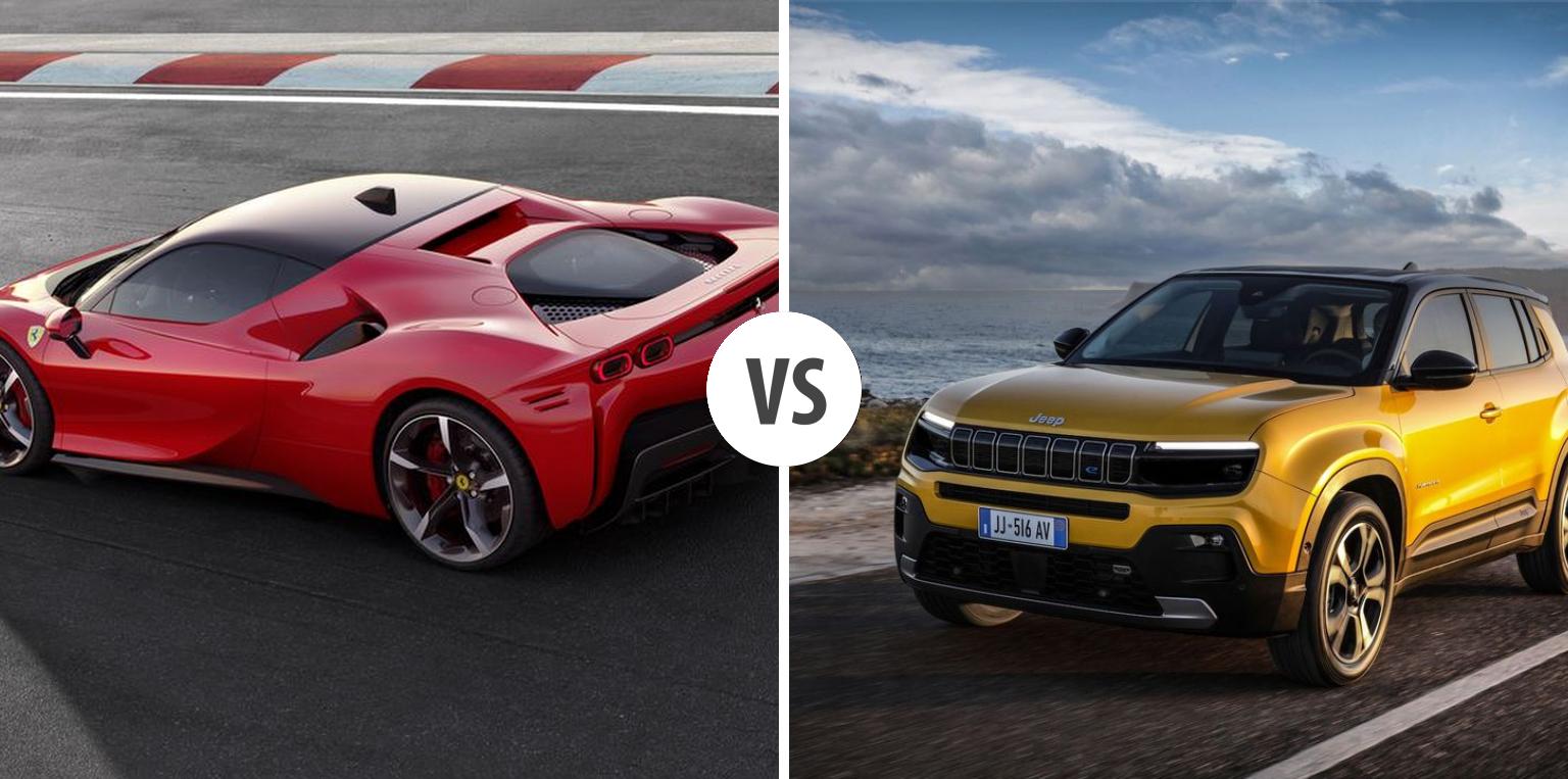 Ferrari SF90 Coupe VS Jeep Avenger Electric Autovergleich | AUTOGOTT.DE