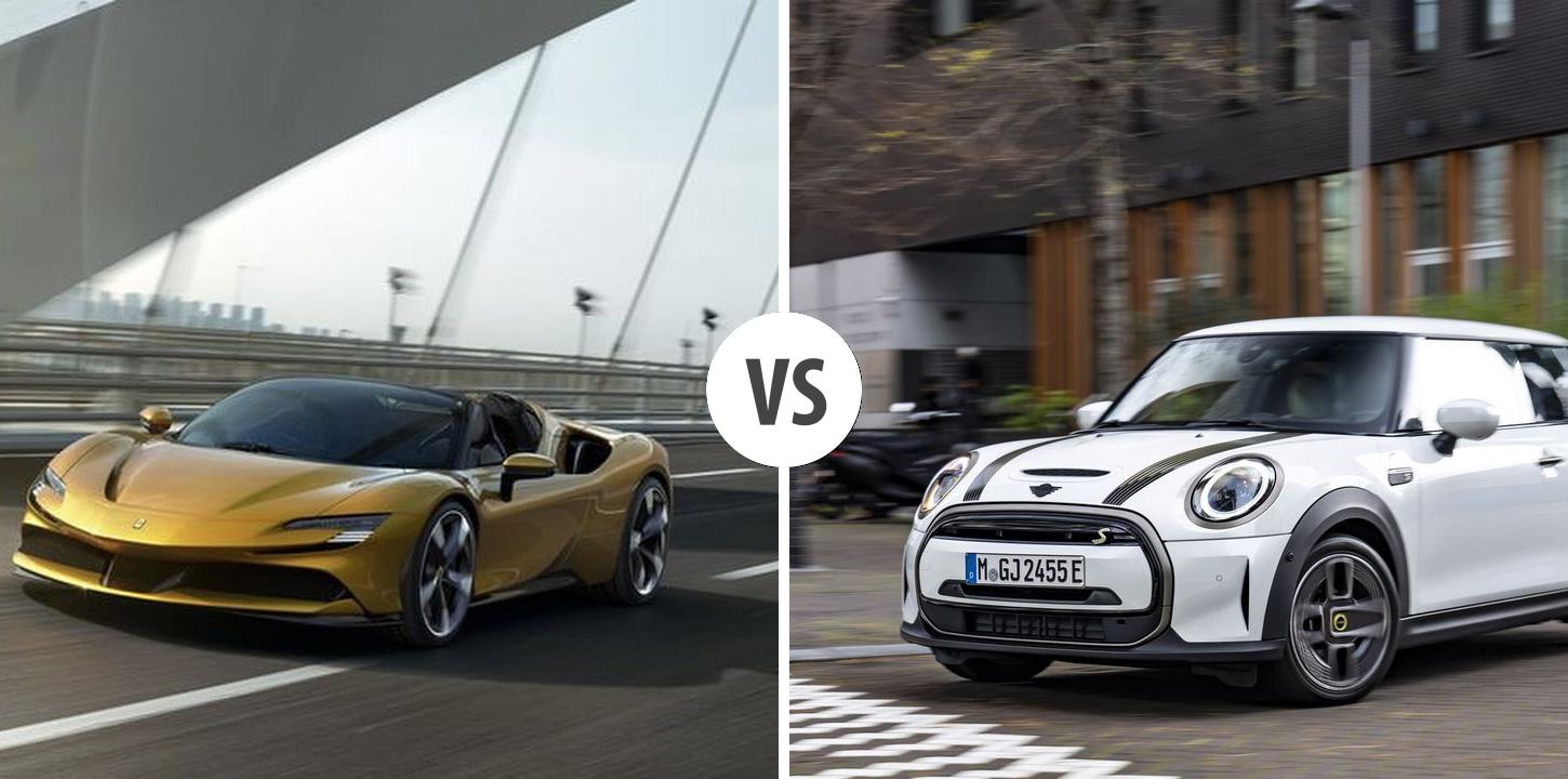 Ferrari SF90 Roadster VS Mini Cooper Electric Autovergleich | AUTOGOTT.DE