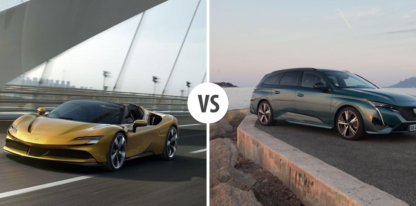 Ferrari SF90 Roadster VS Peugeot E-308 SW – Vergleiche Preise, Leistung ...