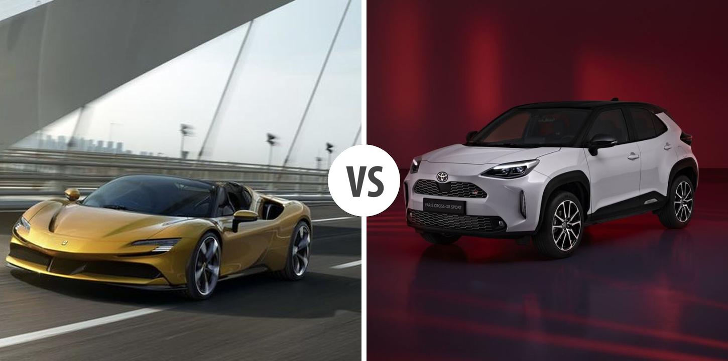 Ferrari SF90 Roadster VS Toyota Yaris Cross – Vergleiche Preise ...