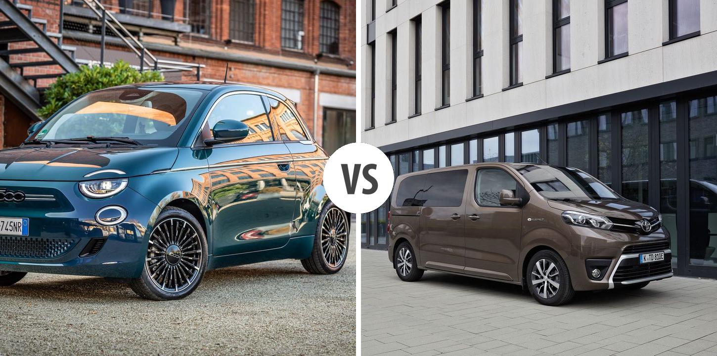 FIAT 500 Elektro VS Toyota Proace Verso Autovergleich | AUTOGOTT.DE