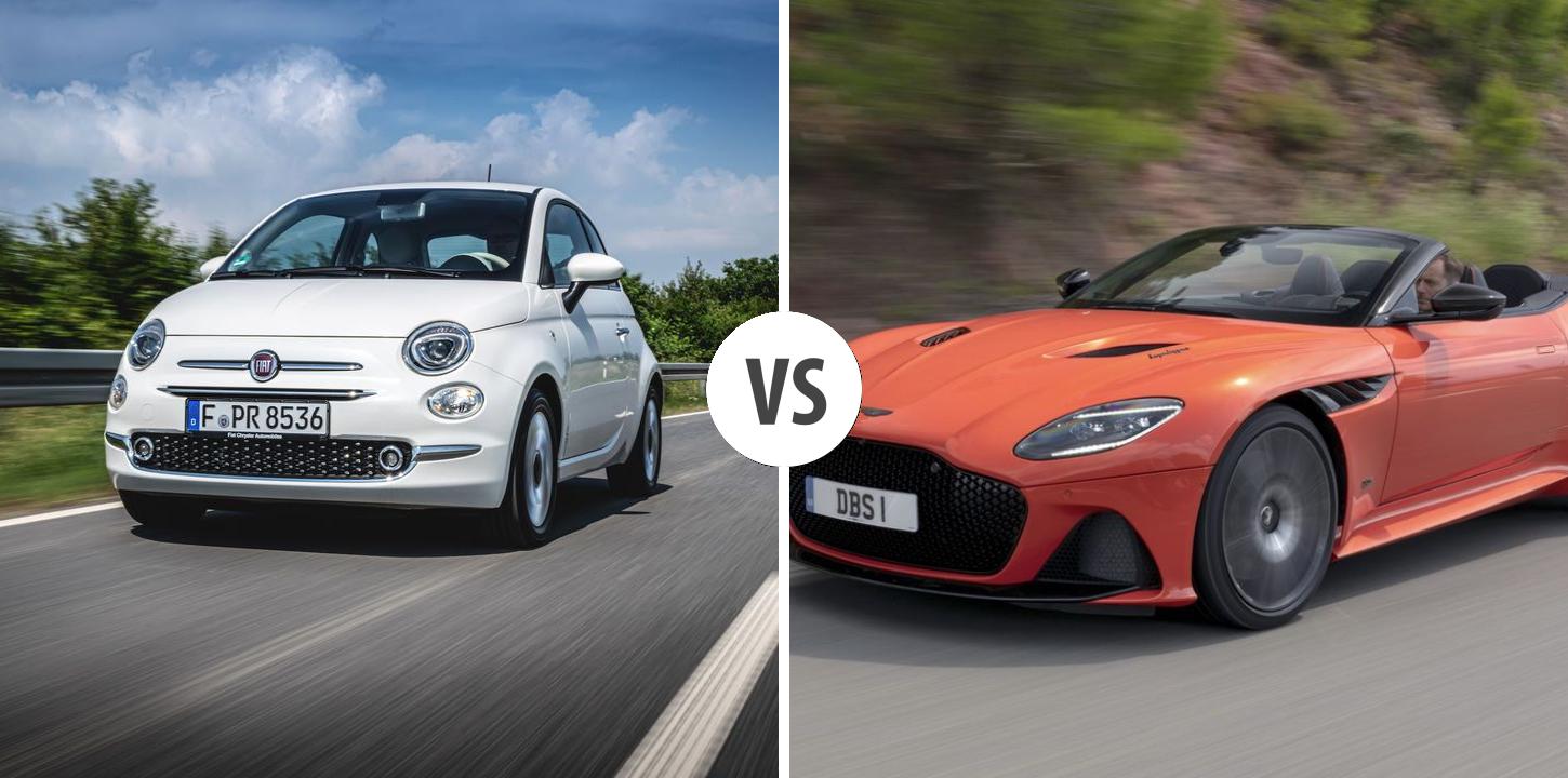 FIAT 500 VS Aston Martin DBS Superleggera Cabrio – Vergleiche Preise ...