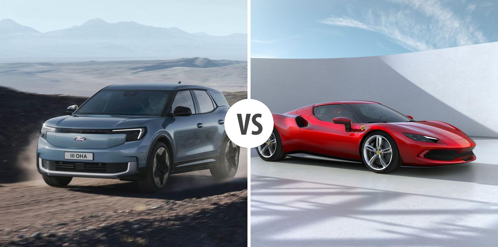 Ford Explorer EV VS Ferrari 296 Coupé – Vergleiche Preise, Leistung, Kofferraum & Ausstattungen ...