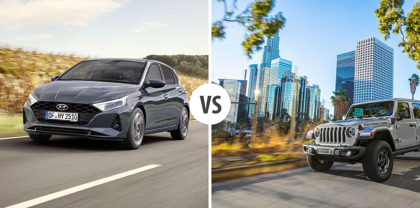 Hyundai i20 VS Jeep Wrangler – Vergleiche Preise, Leistung, Kofferraum ...