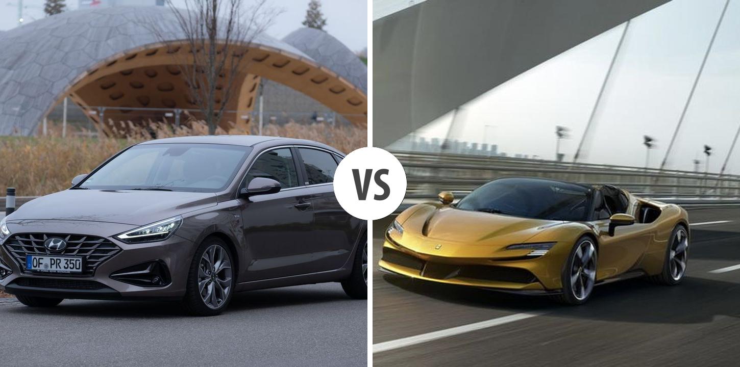 Hyundai i30 Fastback VS Ferrari SF90 Roadster Autovergleich | AUTOGOTT.DE