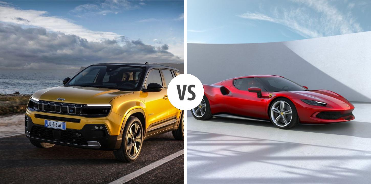 Jeep Avenger Electric VS Ferrari 296 Coupé – Vergleiche Preise ...