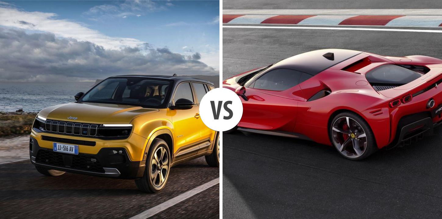 Jeep Avenger Electric VS Ferrari SF90 Coupe – Vergleiche Preise ...