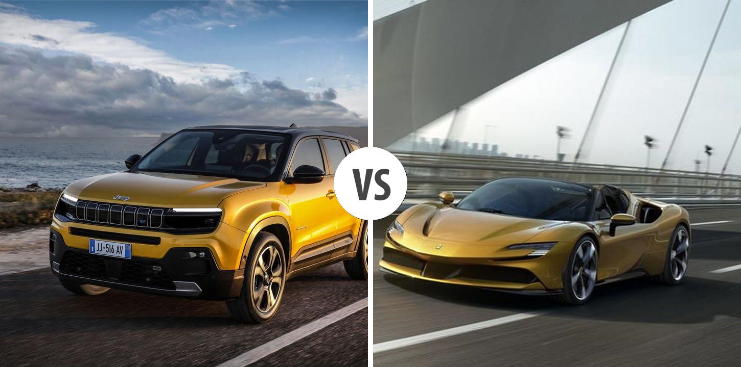 Jeep Avenger Electric VS Ferrari SF90 Roadster – Vergleiche Preise ...