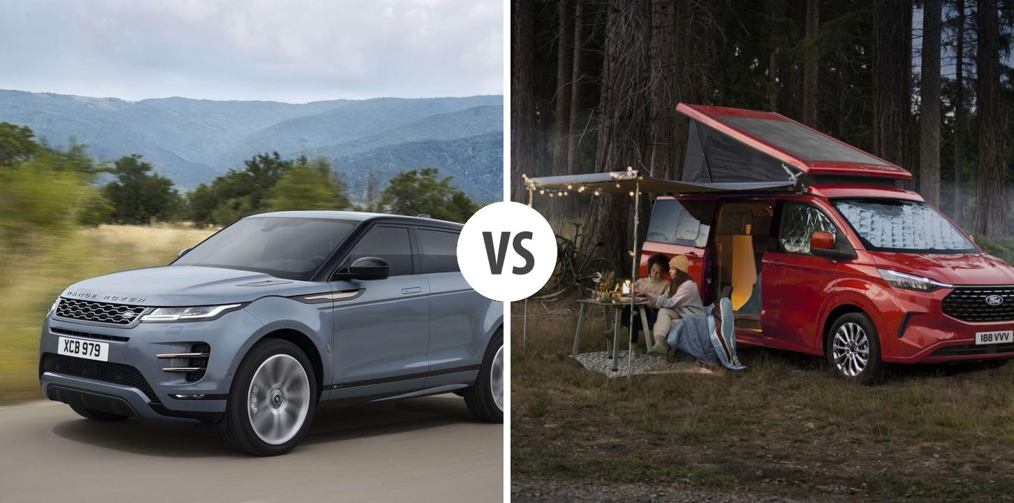 Land Rover Range Rover Evoque VS Ford Transit Custom Wohnmobil ...