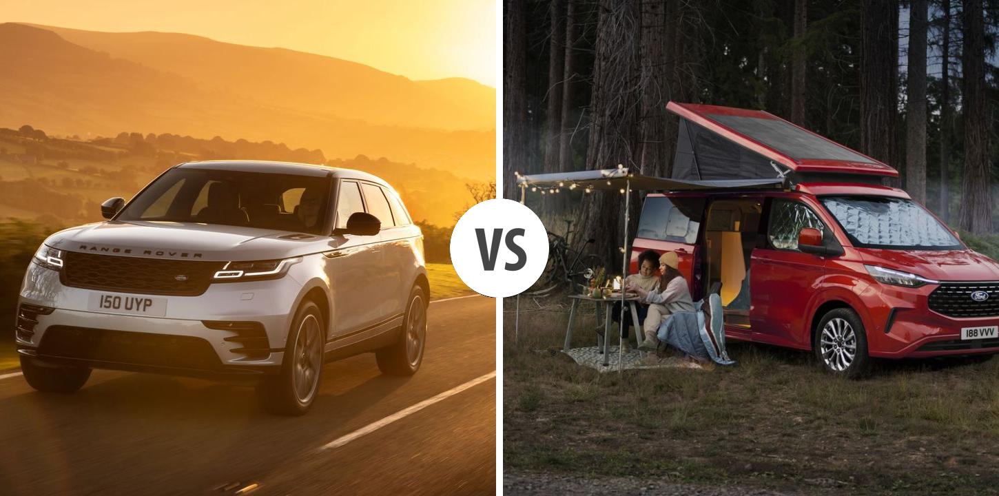 Land Rover Range Rover Velar VS Ford Transit Custom Wohnmobil ...