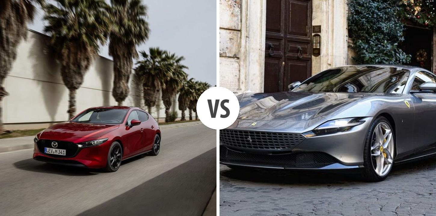 Mazda Mazda3 VS Ferrari Roma Autovergleich | AUTOGOTT.DE