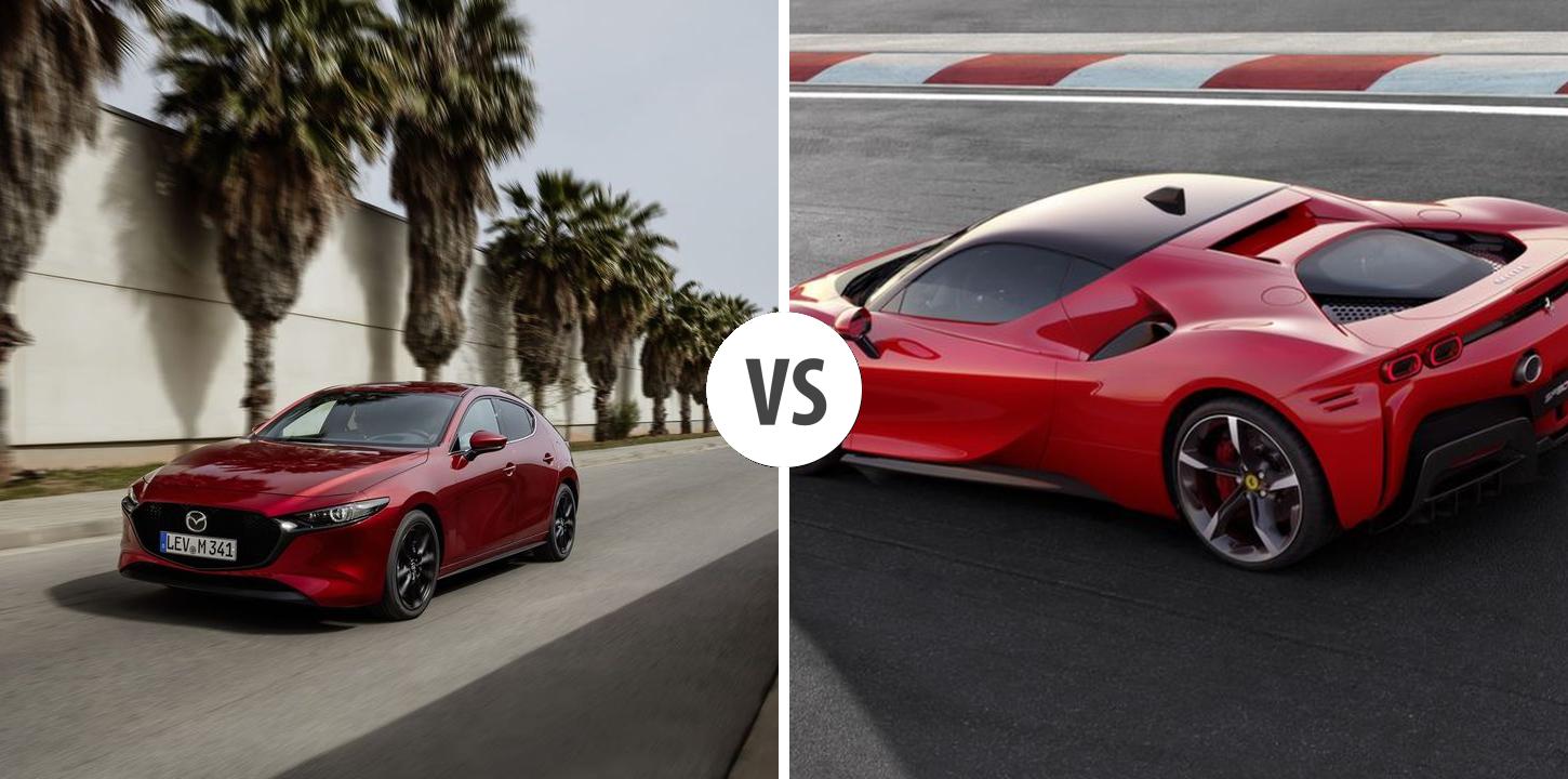 Mazda Mazda3 VS Ferrari SF90 Coupe – Vergleiche Preise, Leistung ...