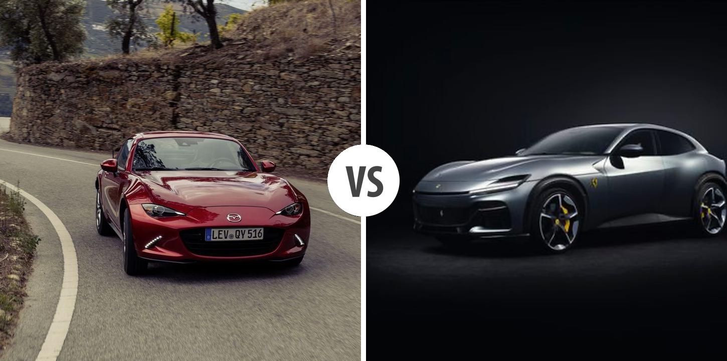 Mazda MX-5 RF VS Ferrari Purosangue Autovergleich | AUTOGOTT.DE