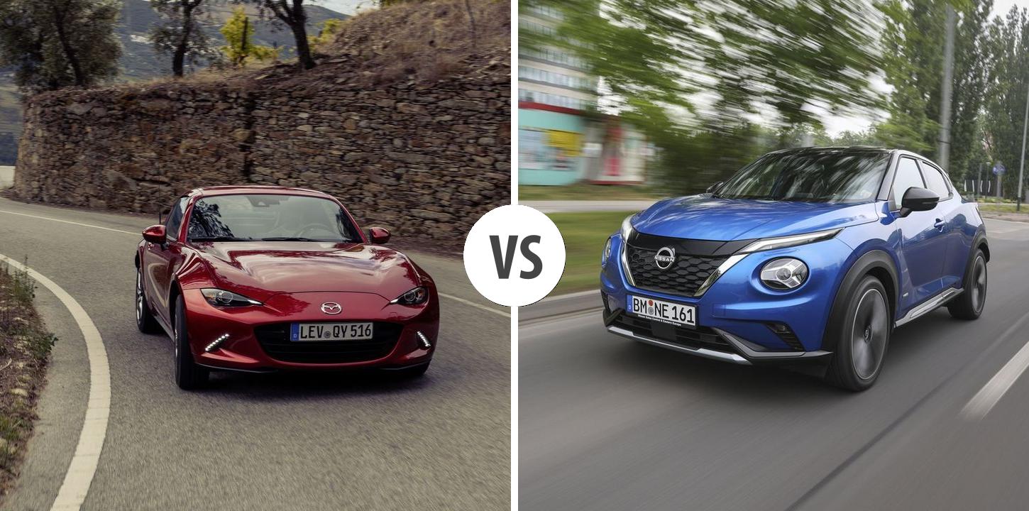 Mazda MX-5 RF VS Nissan Juke – Vergleiche Preise, Leistung, Kofferraum ...