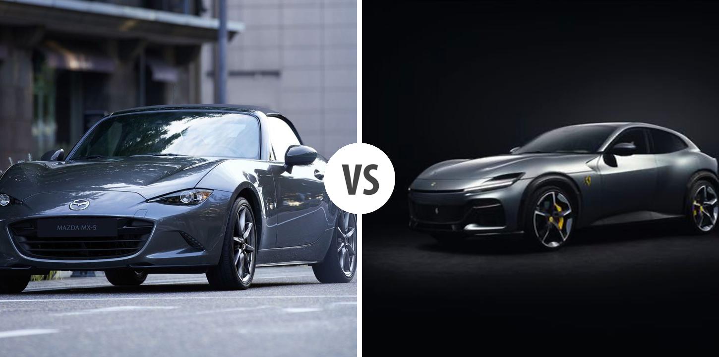 Mazda MX-5 VS Ferrari Purosangue Autovergleich | AUTOGOTT.DE