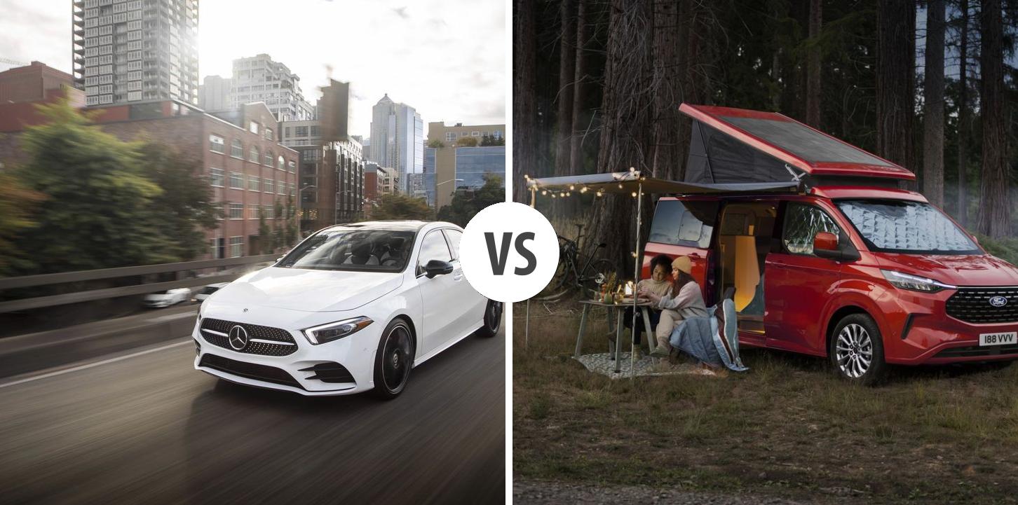 Mercedes A-Klasse Limousine VS Ford Transit Custom Wohnmobil ...