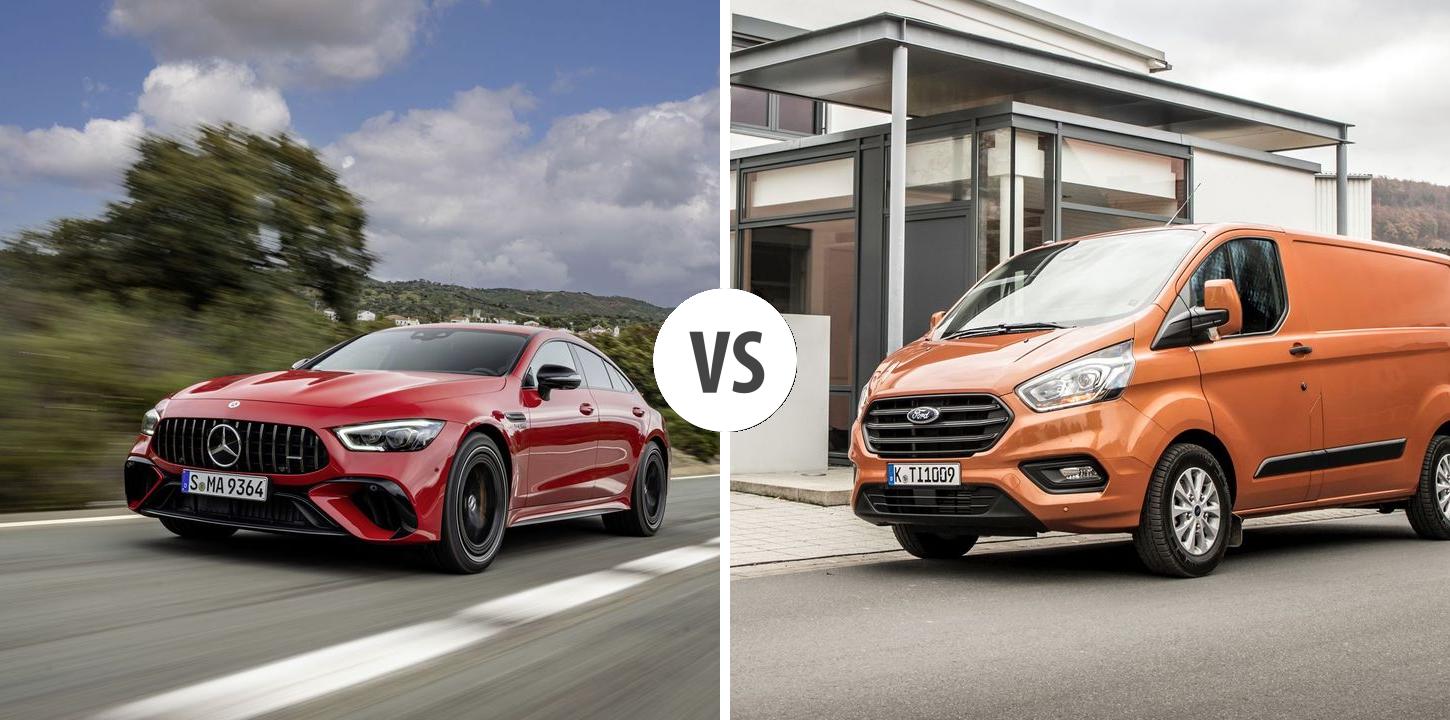 Mercedes AMG GT 4-Türer Coupé VS Ford Transit Custom Transporter ...
