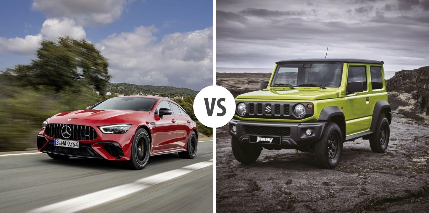 Mercedes AMG GT 4-Türer Coupé VS Suzuki Jimny Autovergleich | AUTOGOTT.DE