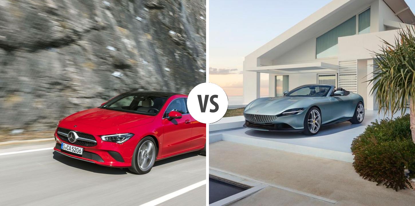 Mercedes CLA Coupé VS Ferrari Roma Cabrio – Vergleiche Preise, Leistung ...