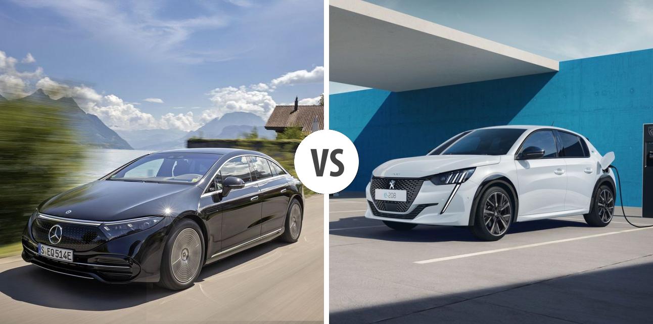 Mercedes EQS Limousine VS Peugeot e-208 – Vergleiche Preise, Leistung, Kofferraum ...