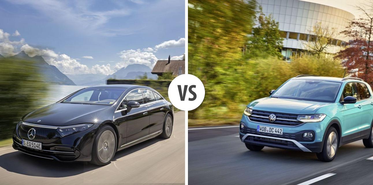 Mercedes EQS Limousine VS Volkswagen T-Cross Autovergleich | AUTOGOTT.DE