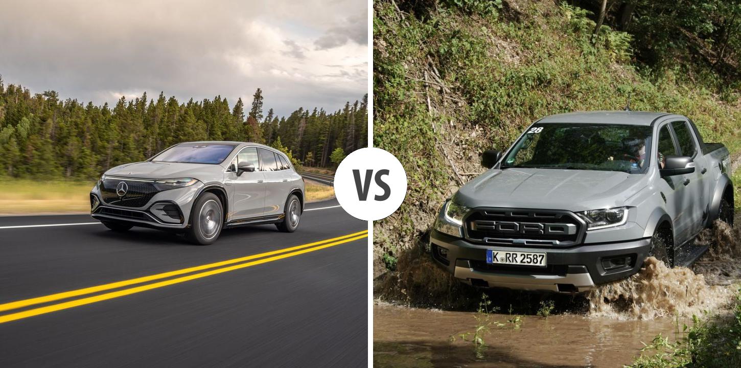 Mercedes EQS SUV VS Ford Ranger Autovergleich | AUTOGOTT.DE