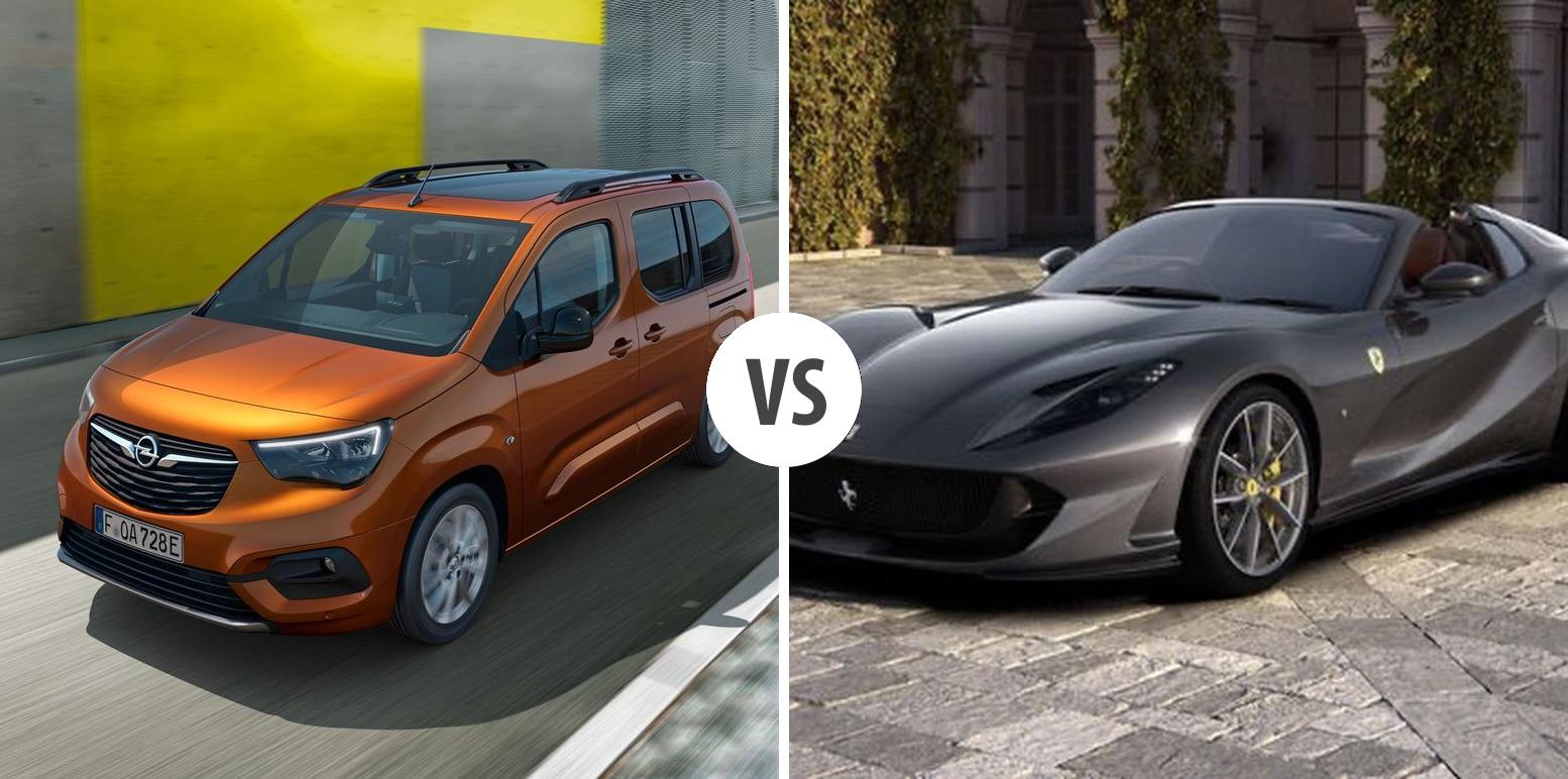Opel Combo Life Electric MPV VS Ferrari 812 Roadster Autovergleich | AUTOGOTT.DE