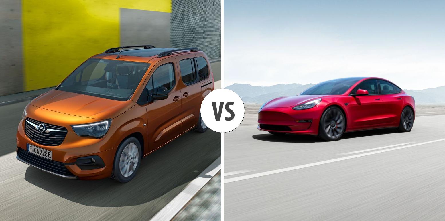 Opel Combo Life Electric MPV VS TESLA Model 3 Autovergleich | AUTOGOTT.DE