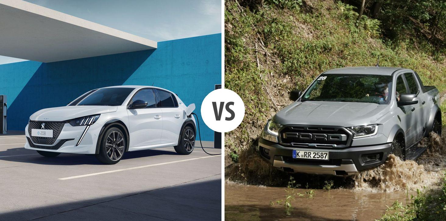 Peugeot e-208 VS Ford Ranger Autovergleich | AUTOGOTT.DE
