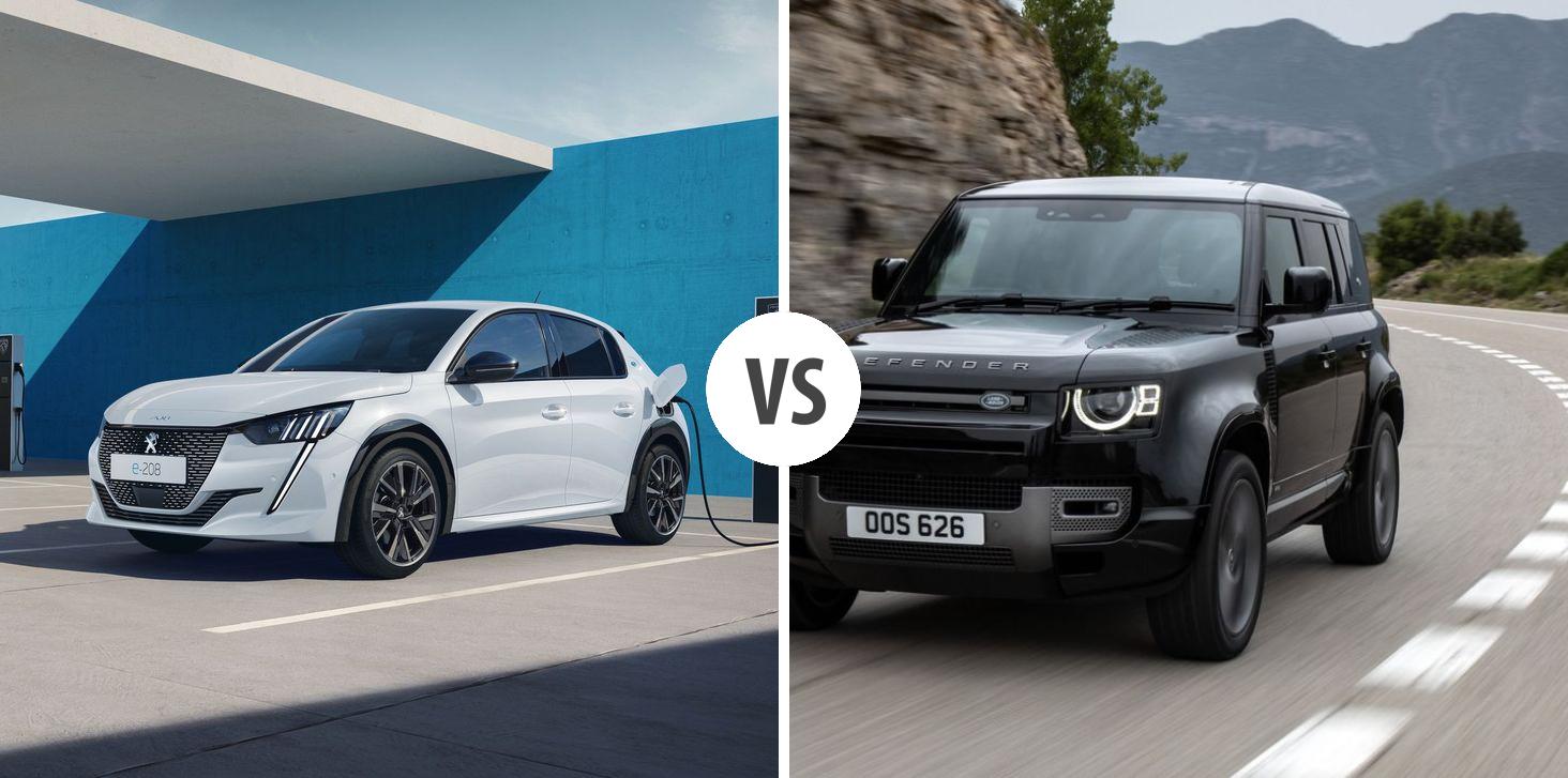 Peugeot e-208 VS Land Rover Defender – Vergleiche Preise, Leistung ...