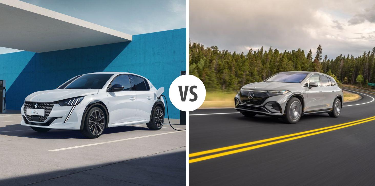 Peugeot e-208 VS Mercedes EQS SUV Autovergleich | AUTOGOTT.DE