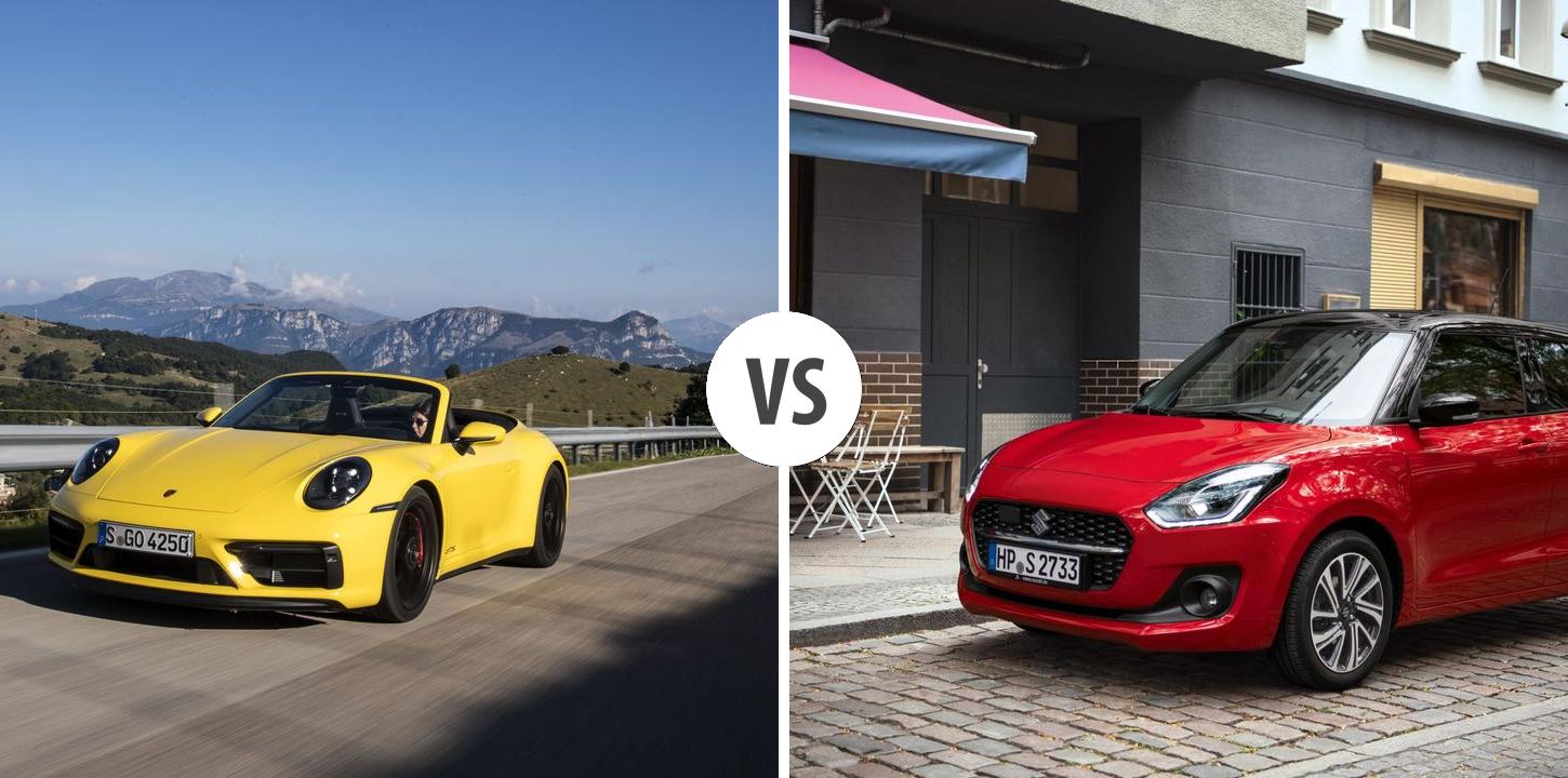 Porsche 911 Cabriolet VS Suzuki Swift – Vergleiche Preise, Leistung ...