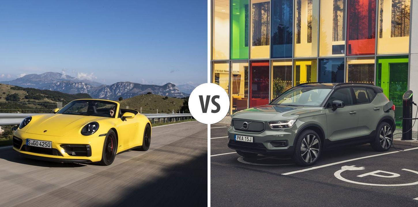 Porsche 911 Cabriolet VS Volvo XC40 Elektro Autovergleich | AUTOGOTT.DE
