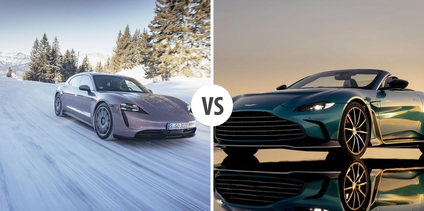 Porsche Taycan Sport Turismo VS Aston Martin Vantage Roadster ...