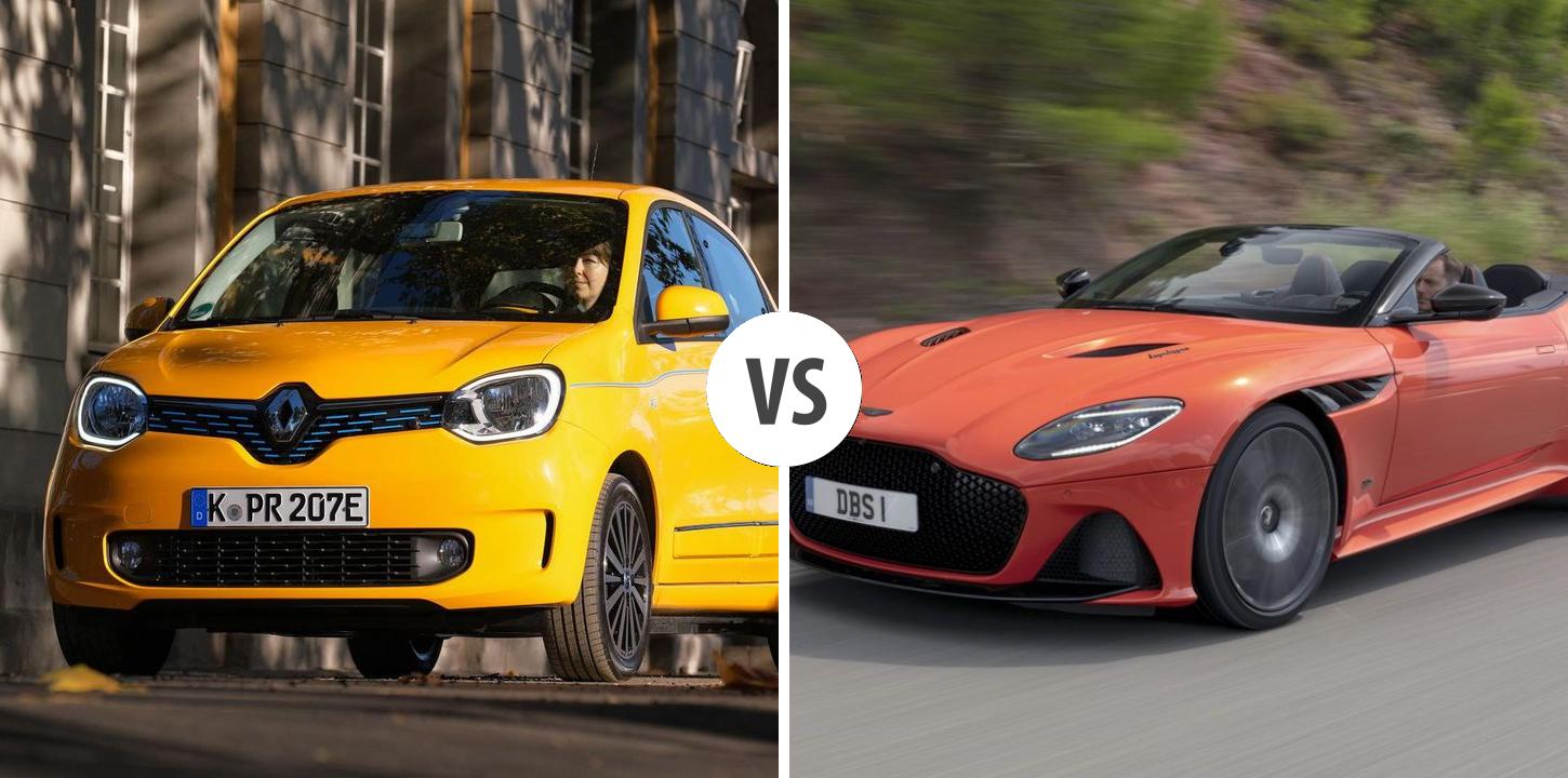 Renault Twingo E-TECH VS Aston Martin DBS Superleggera Cabrio ...