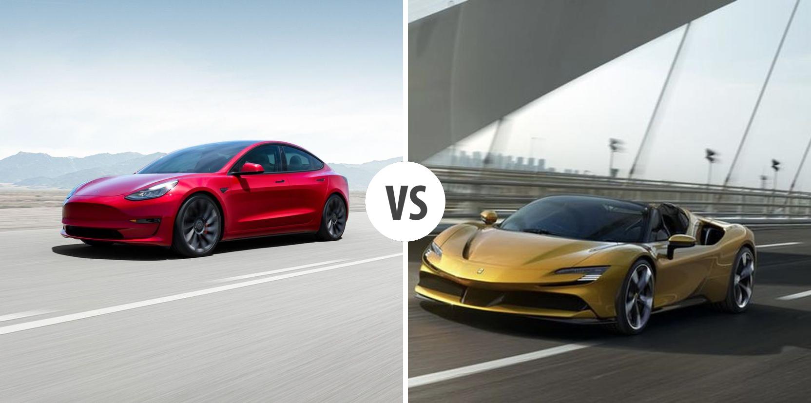 TESLA Model 3 VS Ferrari SF90 Roadster Autovergleich | AUTOGOTT.DE